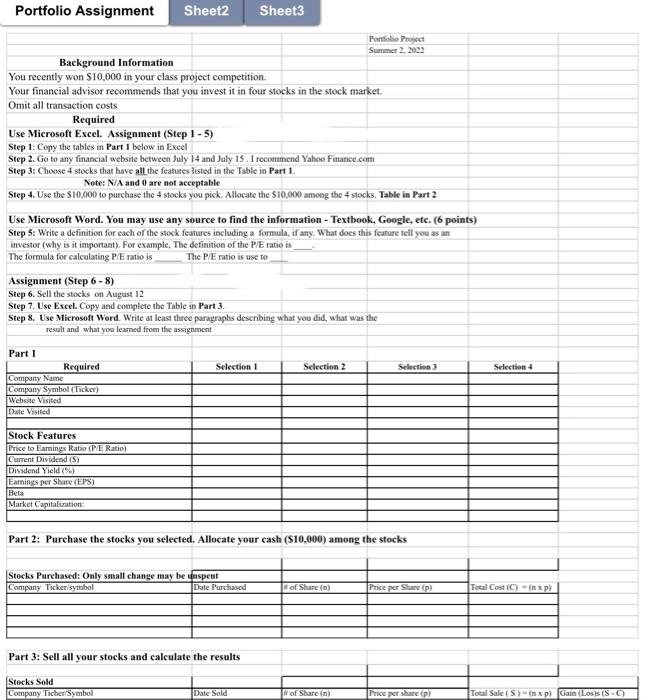 Solved Portfolio Assignment Sheet3 | Chegg.com