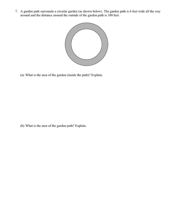 Solved 7. A garden path surrounds a circular garden (as | Chegg.com