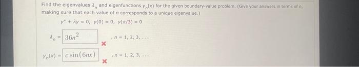 Solved Find the eigenvalues λn and eigenfunctions yn(x) for | Chegg.com