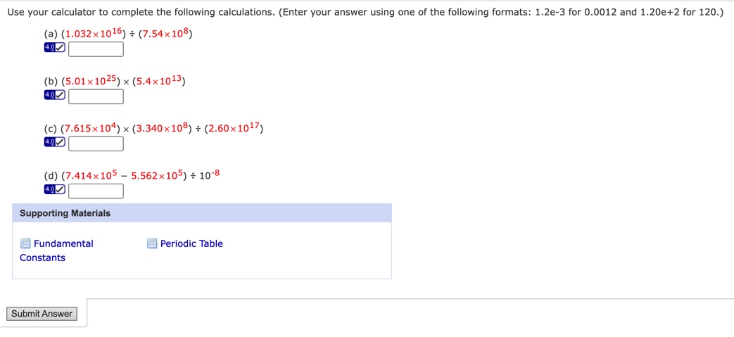 Solved Use your calculator to complete the following | Chegg.com