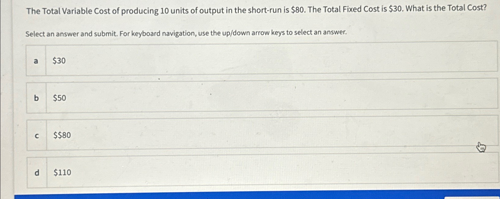 Solved The Total Variable Cost of producing 10 ﻿units of | Chegg.com