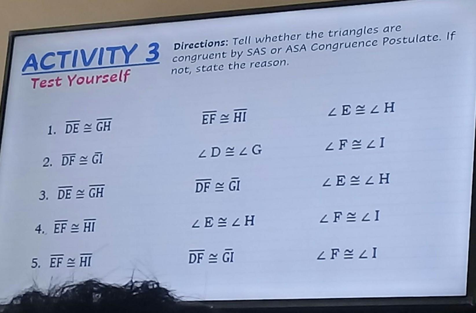 Solved Test Yourself not, state the reason. ASA Congruence | Chegg.com