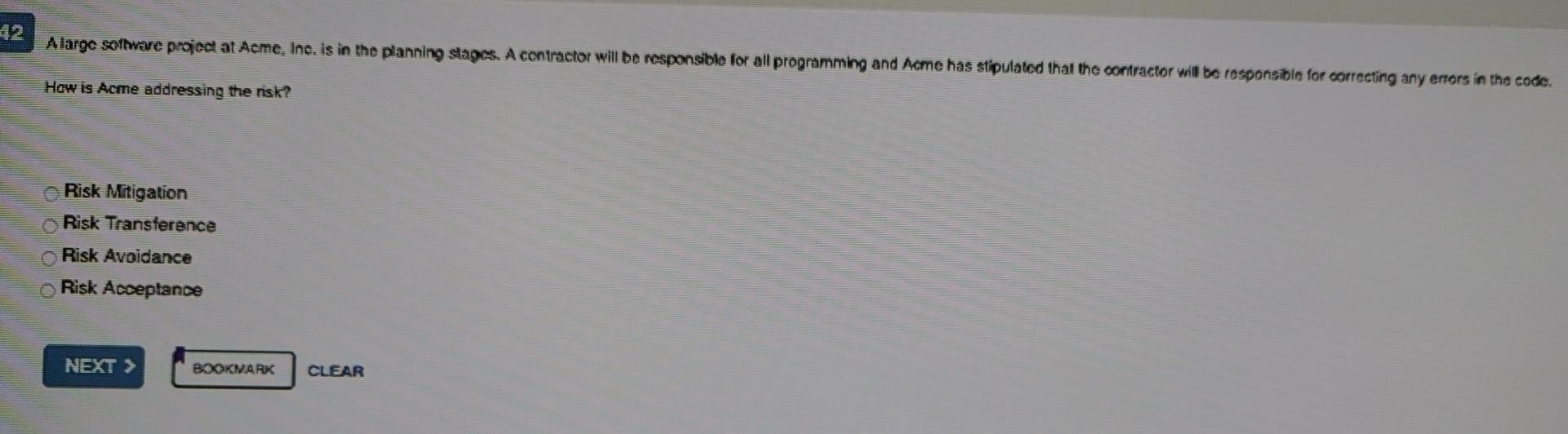 Solved 42 A large software project at Acme, Inc. is in the | Chegg.com
