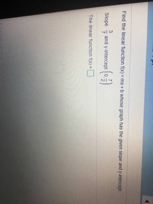 Solved Find the linear function f(x) = mx + b whose graph | Chegg.com
