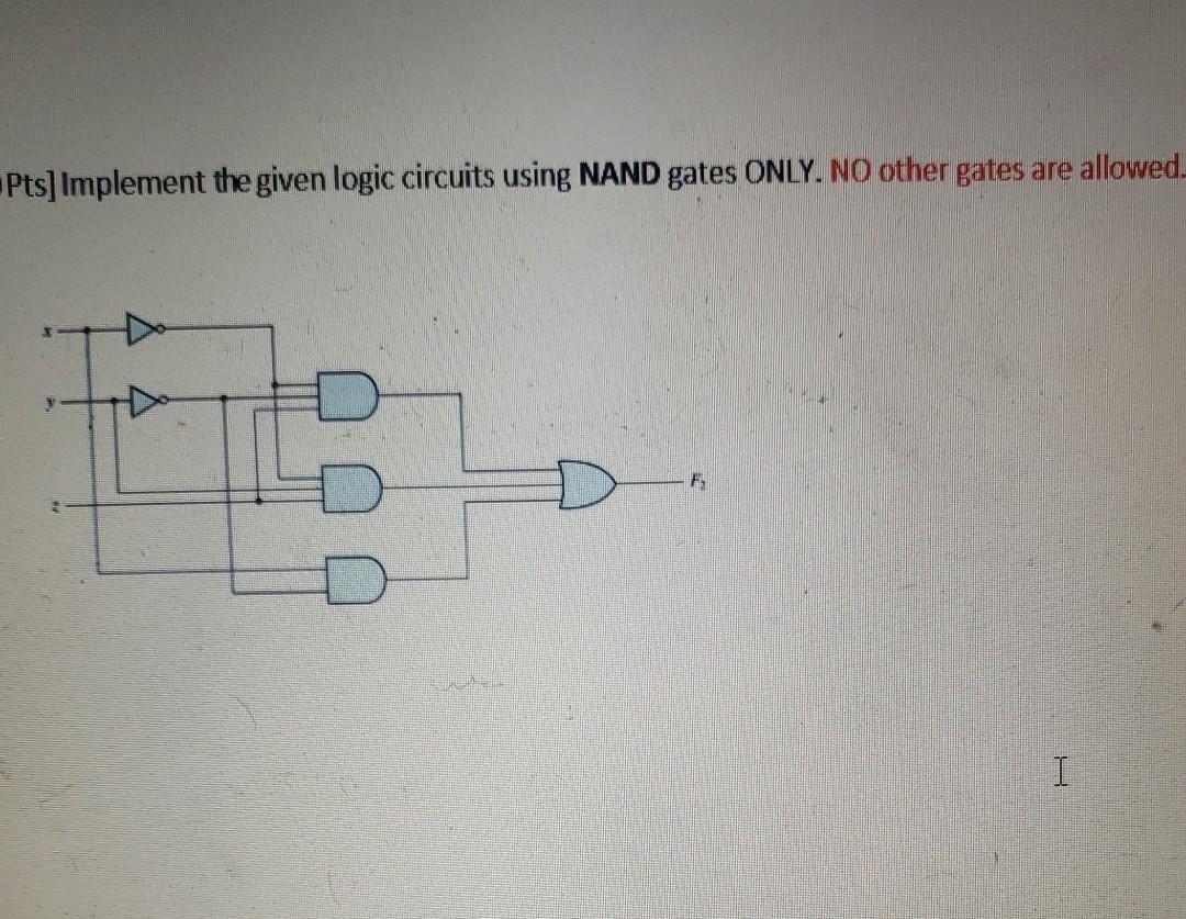 Solved Pts] Implement the given logic circuits using NAND | Chegg.com