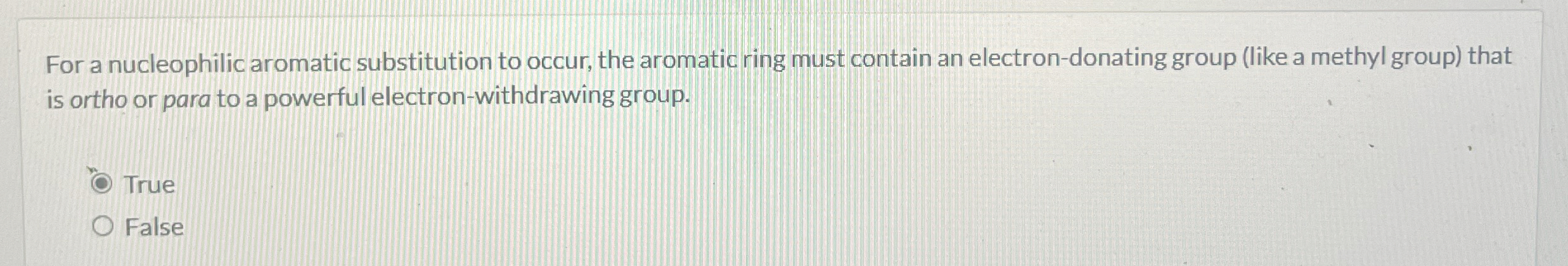 Solved For a nucleophilic aromatic substitution to occur, | Chegg.com