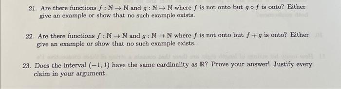 Solved 21. Are there functions f:N→N and g:N→N where f is | Chegg.com
