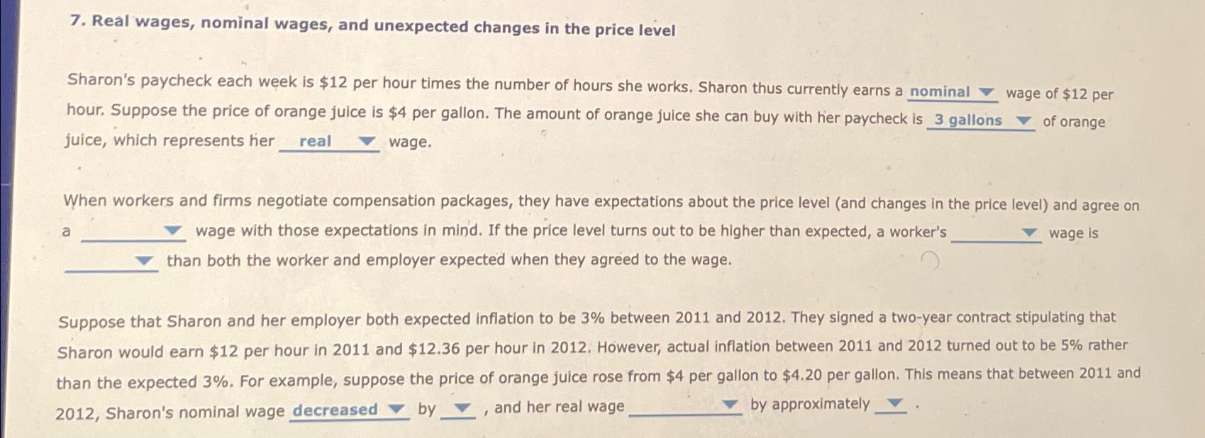 Solved Real wages, nominal wages, and unexpected changes in | Chegg.com