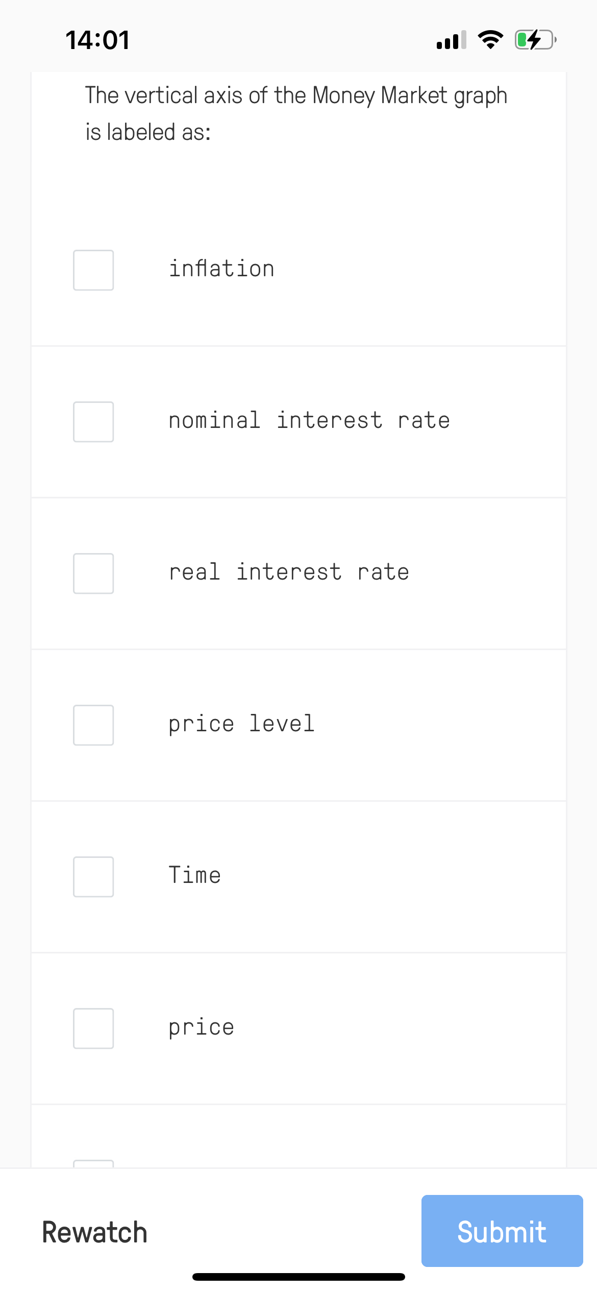 Solved 14:01The vertical axis of the Money Market graph is | Chegg.com
