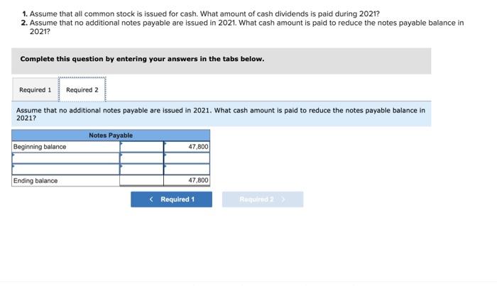 Solved 1. Assume that all common stock is issued for cash. | Chegg.com