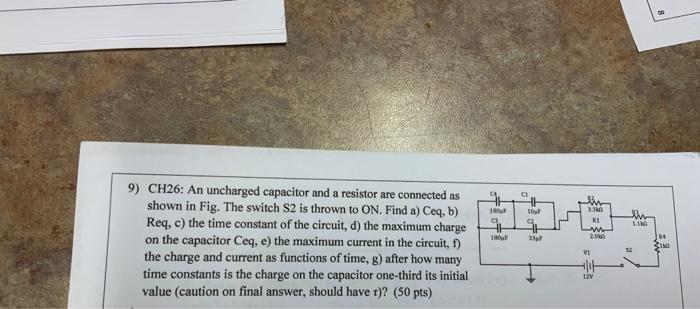 Solved CH26: An uncharged capacitor and a resistor are | Chegg.com