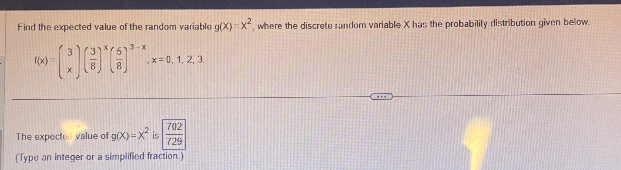 Solved Find the expected value of the random variable | Chegg.com