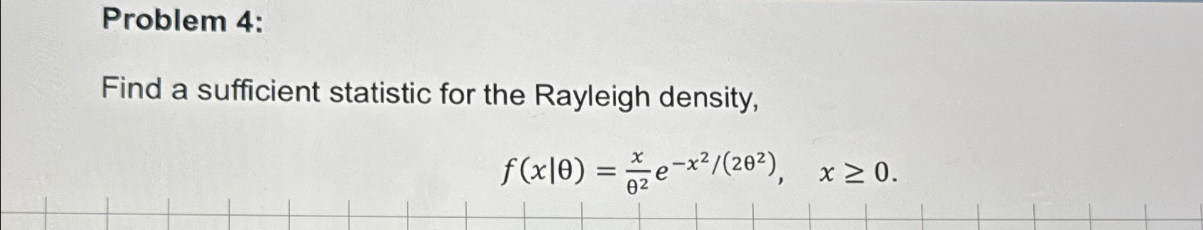 Solved Problem 4:Find a sufficient statistic for the | Chegg.com