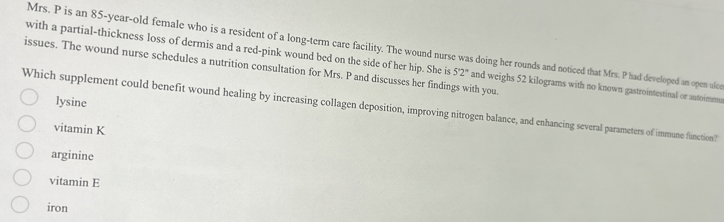 Solved Mrs. ﻿P is an 85-year-old female who is a resident of | Chegg.com