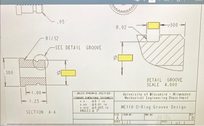 Solved How do I figure out the Groove diameter, groove width | Chegg.com