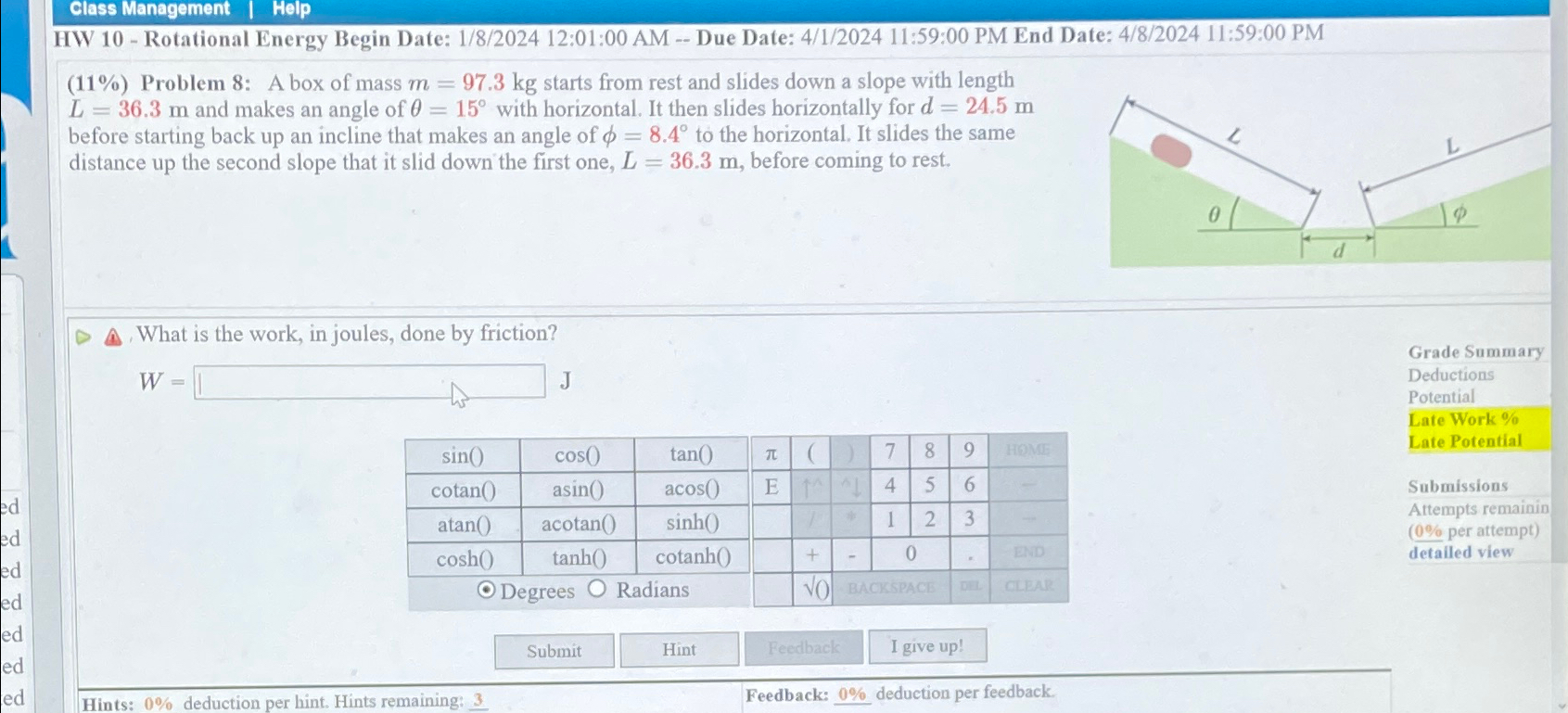 Solved Class Management | ﻿HelpHW 10 - ﻿Rotational Energy | Chegg.com