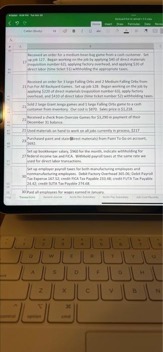 Solved Backyard fun General ledger and job cost records and | Chegg.com
