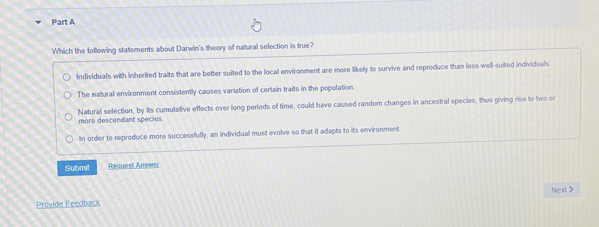 Solved Part AWhich the following statements about Darwin's | Chegg.com