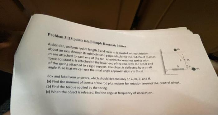 Solved Problem 5 [18 points total] Simple Harmonic Motion A | Chegg.com