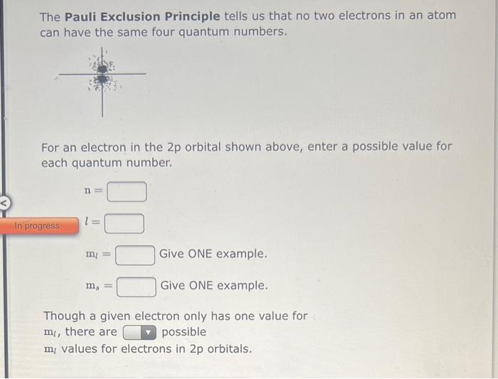 Solved The Pauli Exclusion Principle tells us that no two | Chegg.com