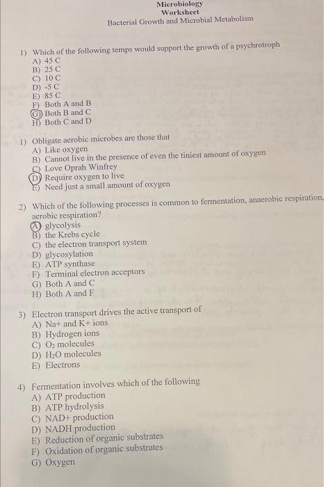 Solved Microbiology Worksheet Bacterial Growth and Microbial | Chegg.com