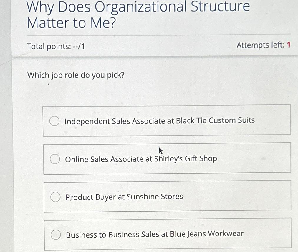 Solved Why Does Organizational Structure Matter to Me?Total | Chegg.com