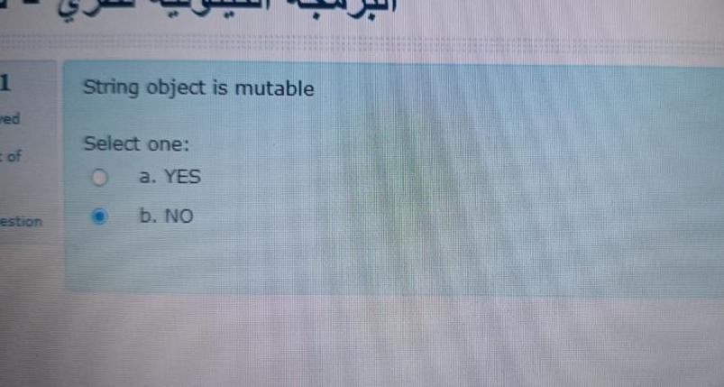 Solved String object is mutableSelect one:a. ﻿YESb. ﻿NO | Chegg.com