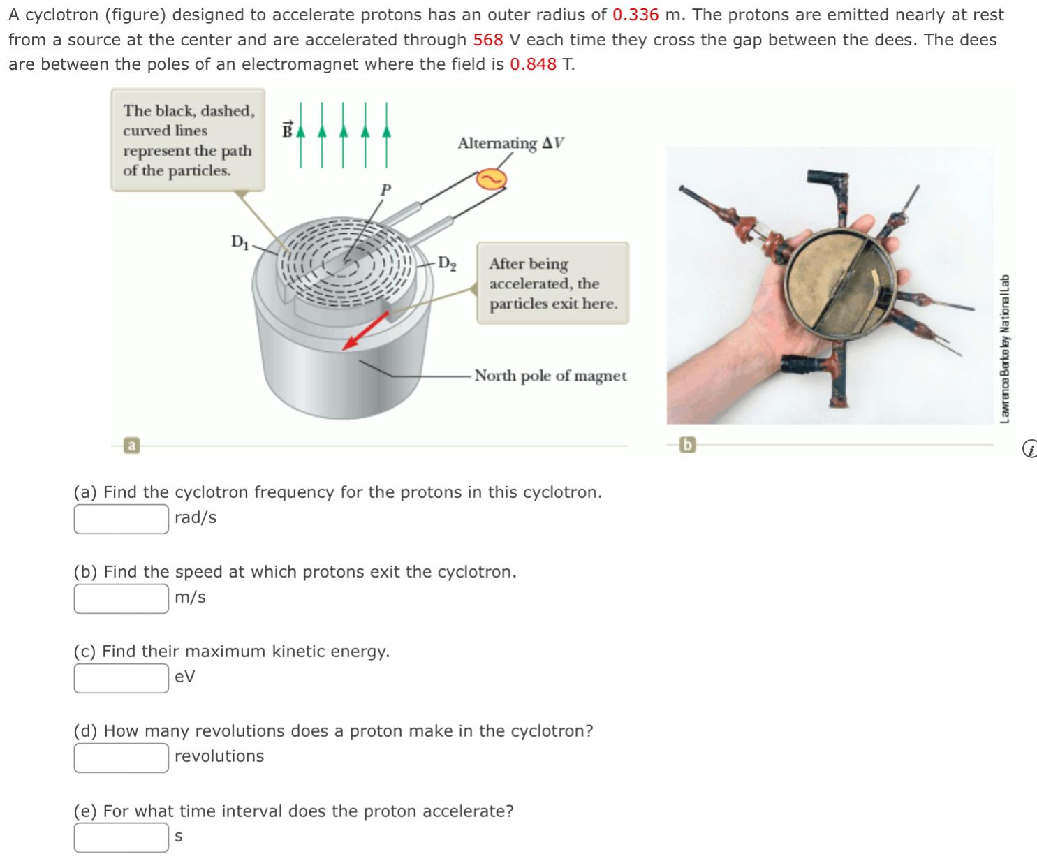 Solved A cyclotron (figure) ﻿designed to accelerate protons | Chegg.com