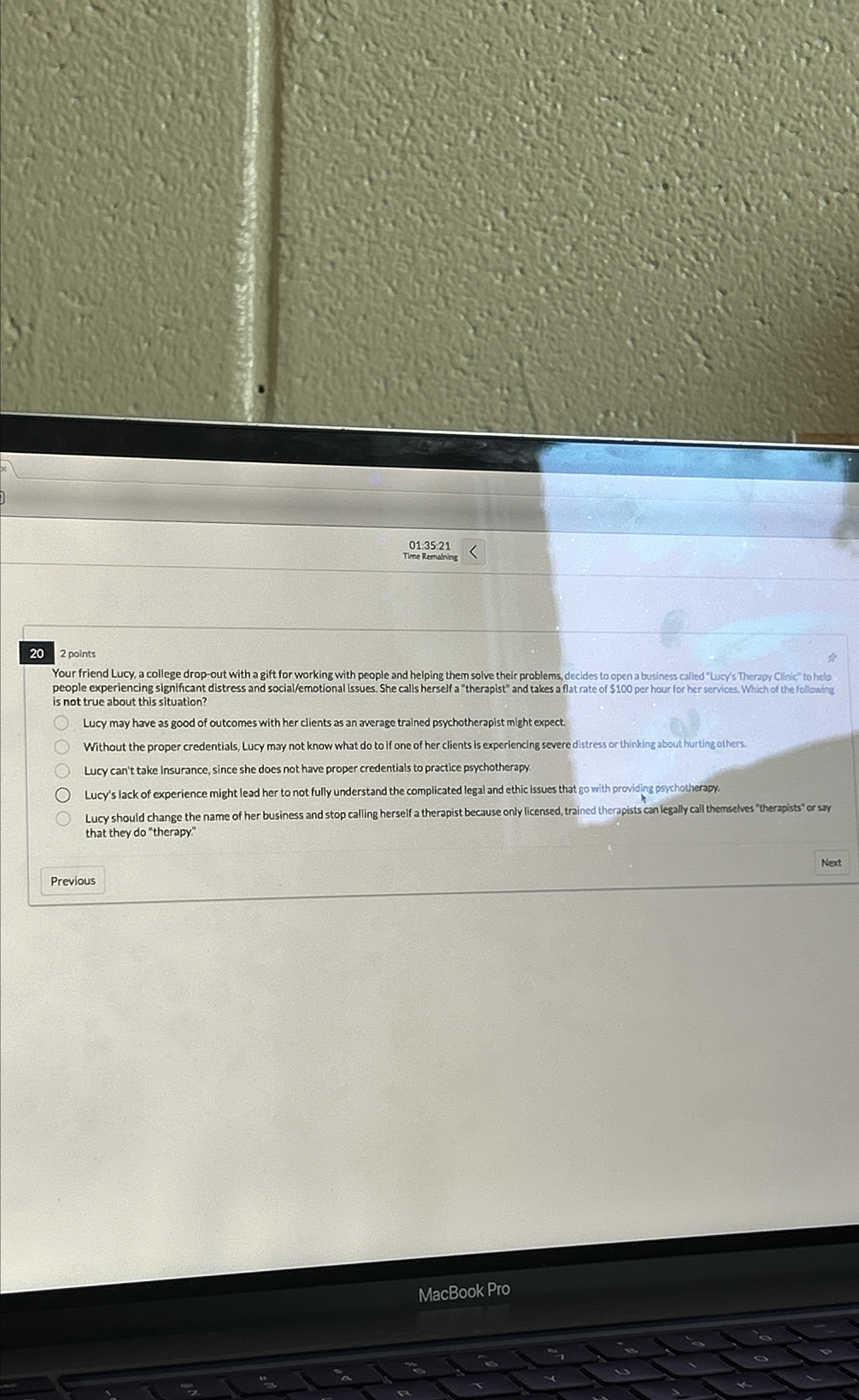 Solved 01:35:21Time Remuning2 ﻿pointsYour friend Lucy, a | Chegg.com