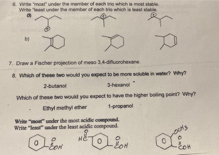 Solved 6. Write "most" under the member of each trio which | Chegg.com