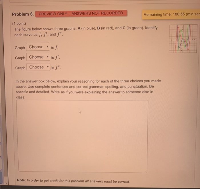 Solved Problem 6. PREVIEW ONLY - ANSWERS NOT RECORDED | Chegg.com
