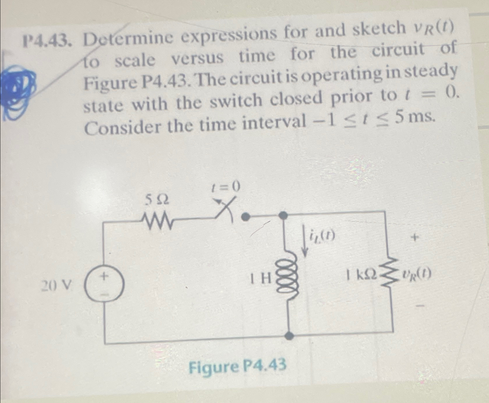Solved Dotermine expressions for and sketch vR(t) ﻿to scale | Chegg.com