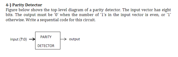 4-) ﻿Parity DetectorFigure below shows the top-level | Chegg.com