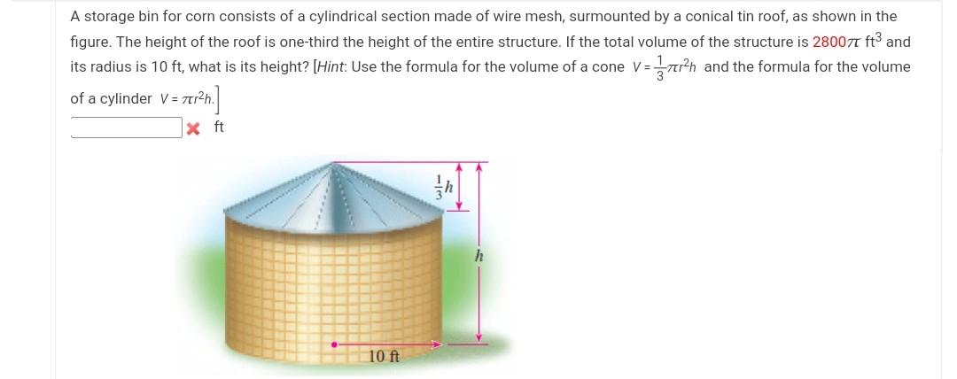 Solved A storage bin for corn consists of a cylindrical | Chegg.com