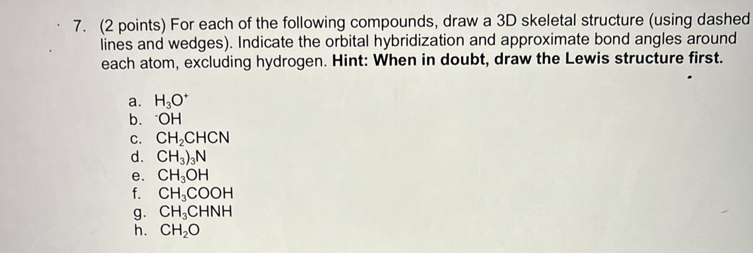 Solved (2 ﻿points) ﻿For each of the following compounds, | Chegg.com