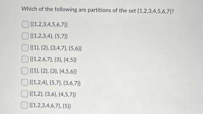 Solved Which of the following are partitions of the set | Chegg.com