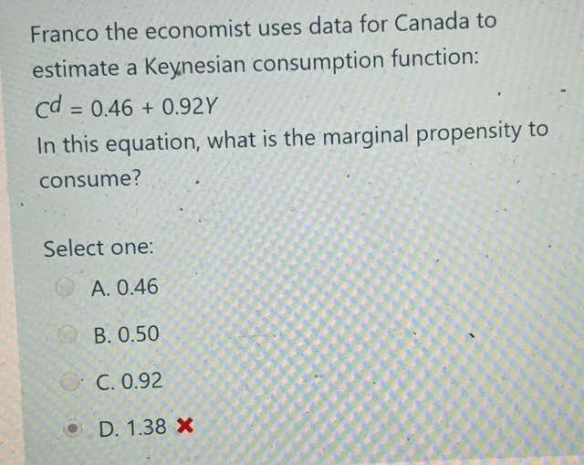 Solved Franco the economist uses data for Canada to estimate | Chegg.com