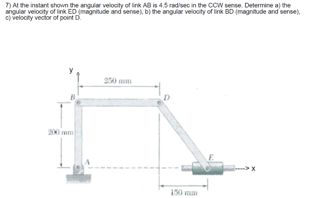 Solved At the instant shown the angular velocity of link AB | Chegg.com