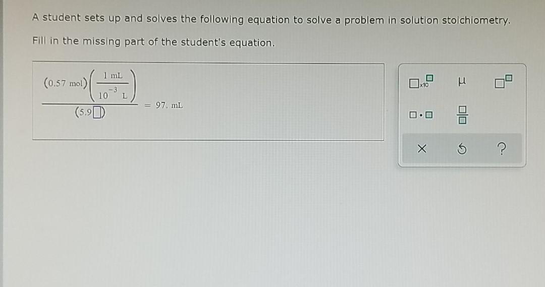 Solved A student sets up and solves the following equation | Chegg.com