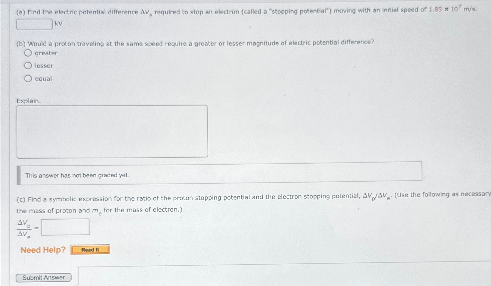 Solved A ﻿find The Electric Potential Difference Δve