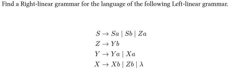 Solved Find a Right-linear grammar for the language of ﻿the | Chegg.com