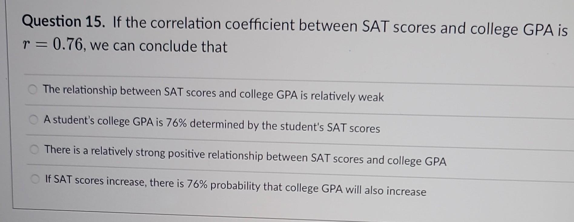 Solved Question 15. If the correlation coefficient between | Chegg.com