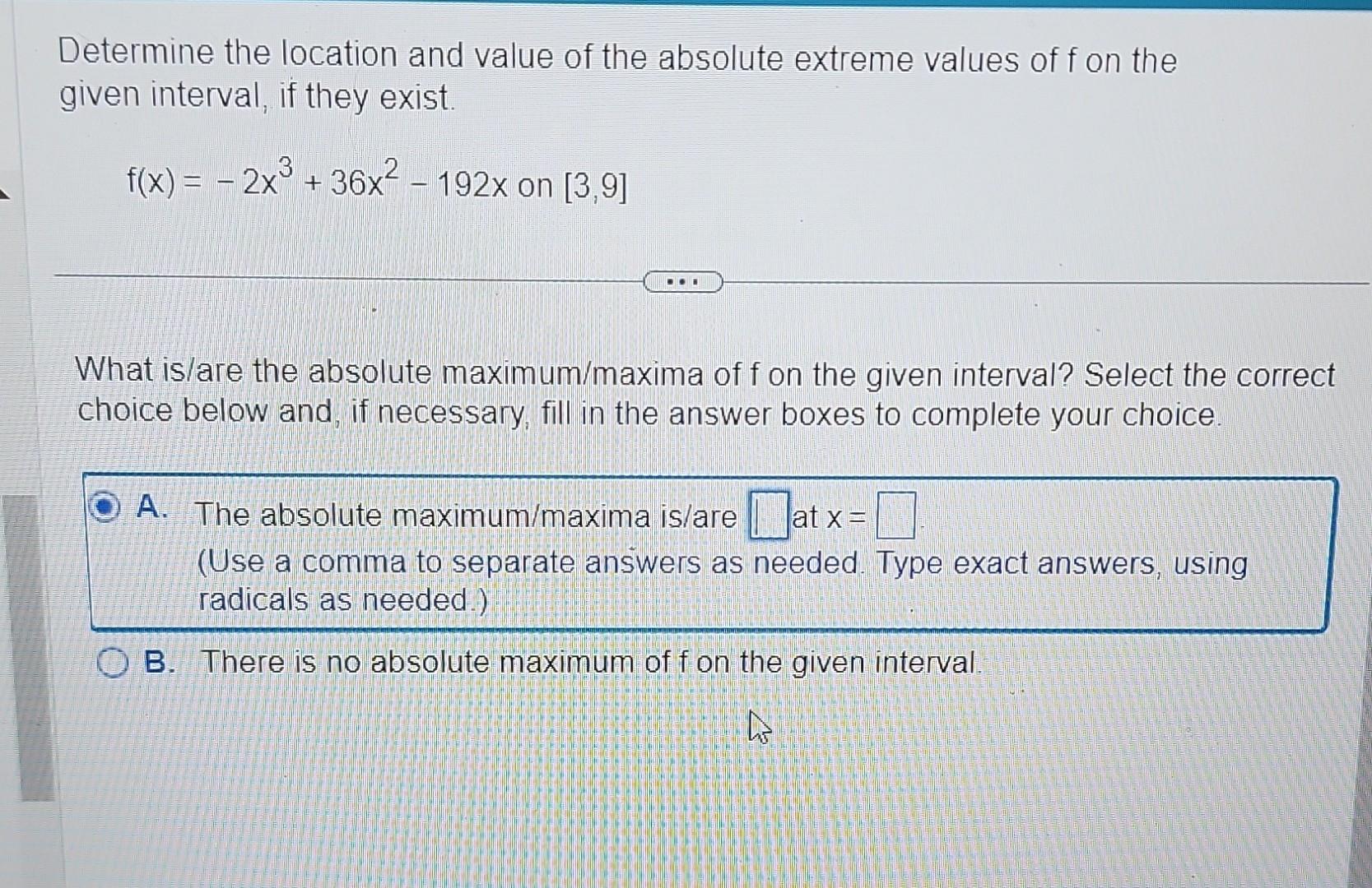 Solved Determine the location and value of the absolute | Chegg.com
