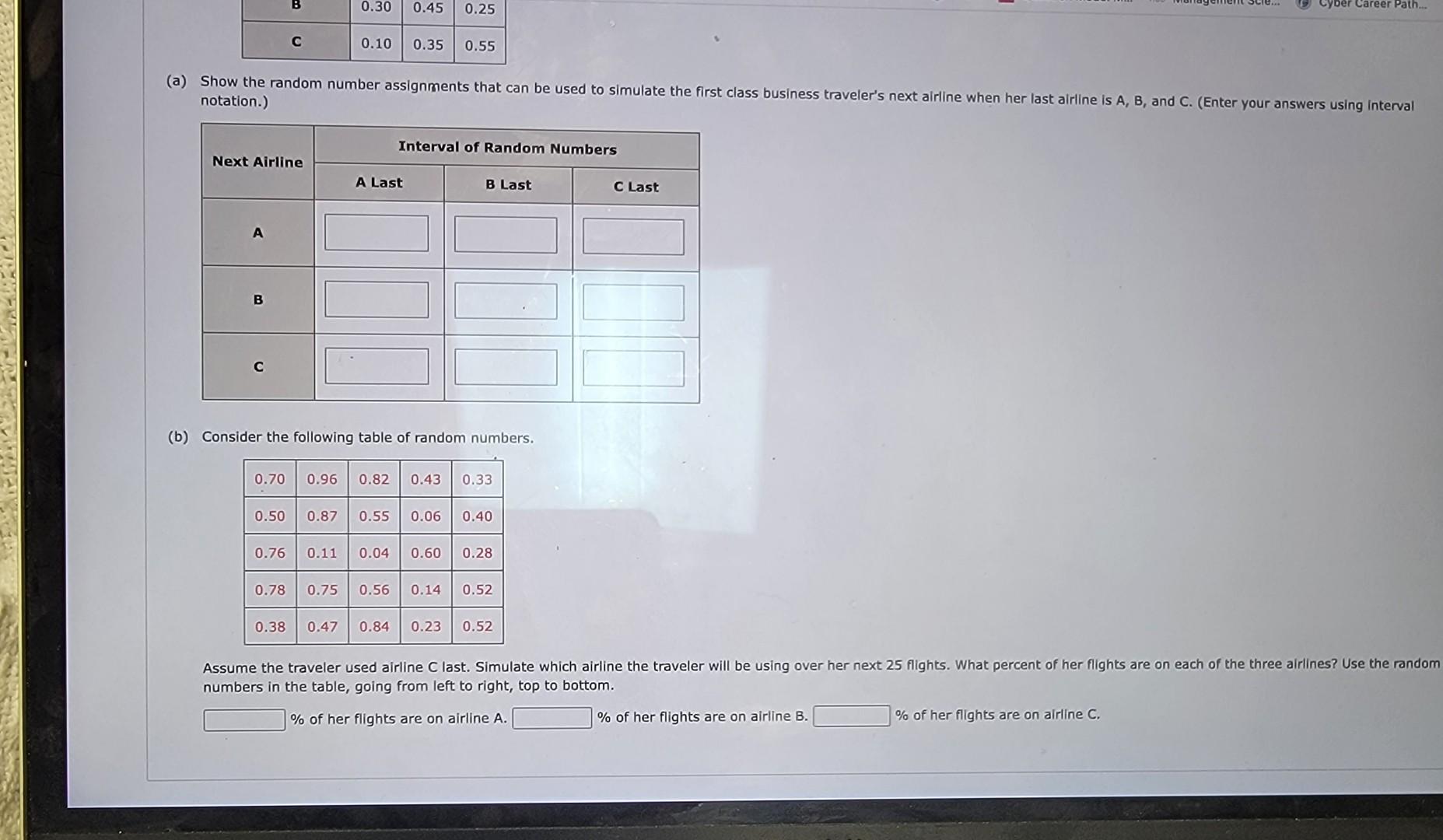 Solved (a) Show the random number assignments that can be | Chegg.com