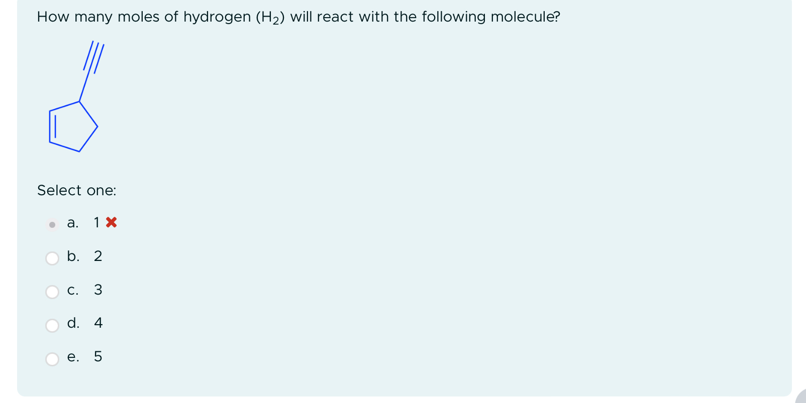 How many moles of hydrogen (H2) ﻿will react with the | Chegg.com