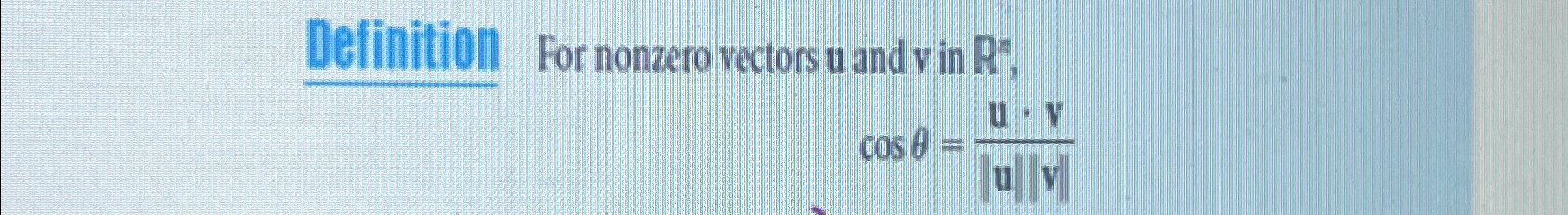 Solved Definition For nonzero vectors u ﻿and v ﻿in | Chegg.com