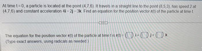 Solved At time t=0, a particle is located at the point | Chegg.com