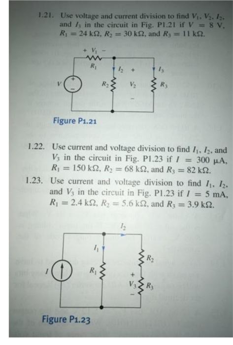 Solved 1.21. Use voltage and current division to find | Chegg.com