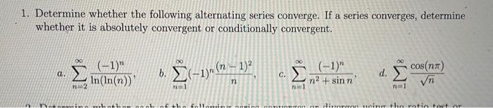 Determine whether the following alternating series | Chegg.com