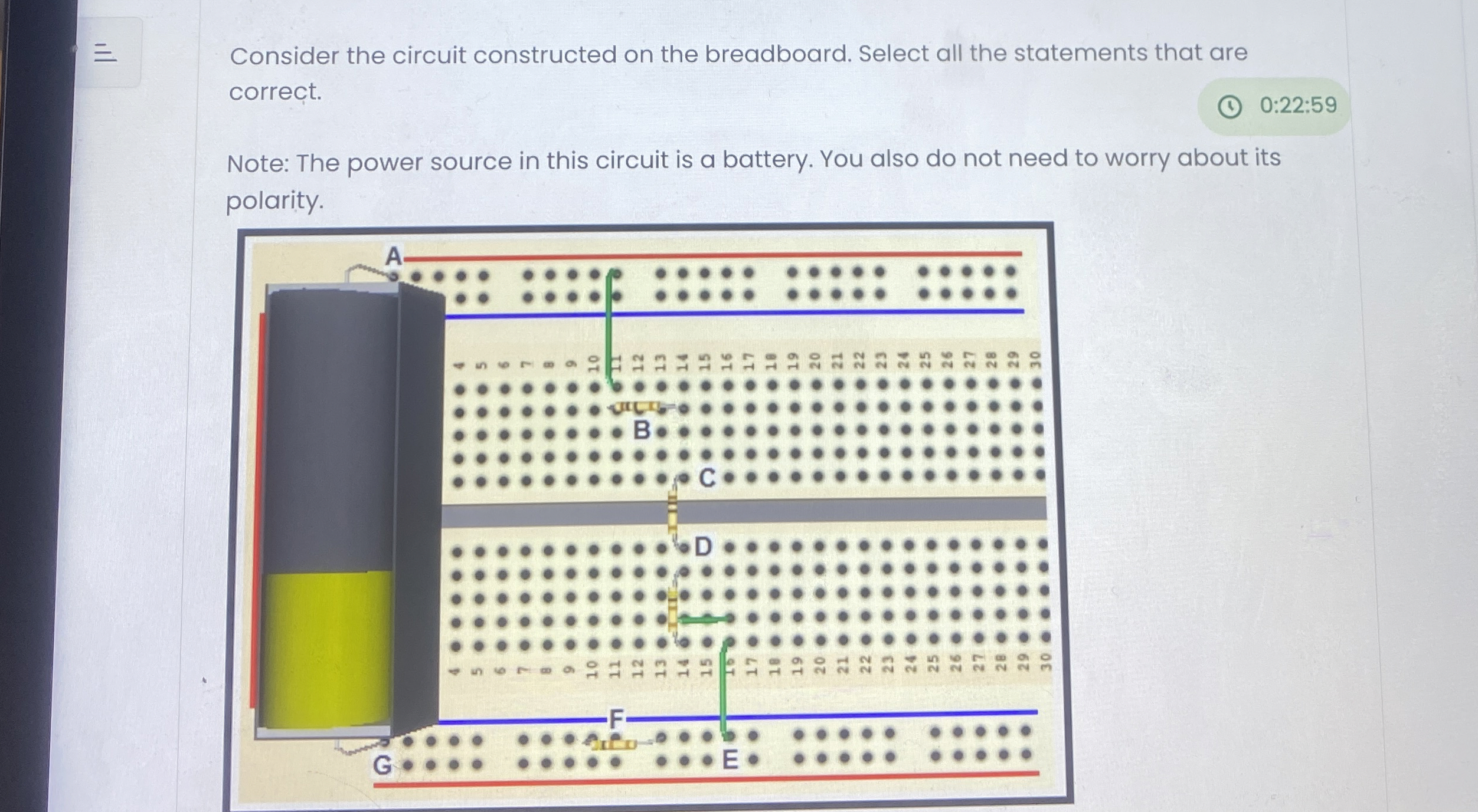 Solved Consider the circuit constructed on the breadboard. | Chegg.com